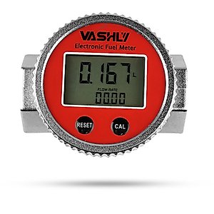 Vashly 1 Inch Turbine Fuel Flow Meter with NPT Counter and Digital LCD Display Flowmeter for Measure Diesel Kerosene Gasoline (1 Inch)