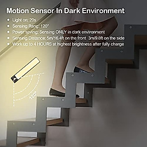 Under Cabinet Lights, 2 Pack 32 LED Closet Lights Motion Sensored Activated & Battery Operated, Wireless LED Under Counter Lights for Kitchen, USB Rechargeable Magnetic Cabinet Lighting for Bedroom