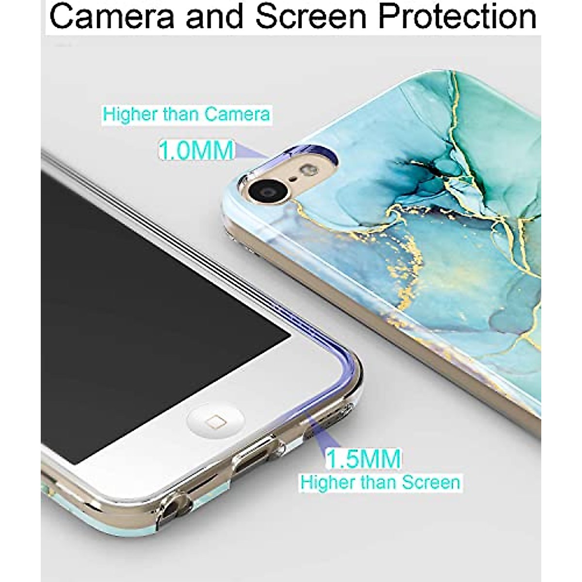 luolnh iPod Touch 7 Case,iPod Touch 6 Case,iPod Touch 5 Case,Gold Glitter Sparkle Marble Design Shockproof Soft Silicone TPU Bumper Cover Skin Case for iPod Touch 5th / 6th / 7th Gen(Abstract Mint)