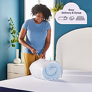 Sleep Innovations Dual Layer 4 Inch Memory Foam Mattress Topper, Queen Size, Medium Support, 2 Inch Cooling Gel Memory Foam Plus 2 Inch Pillow Top Cover