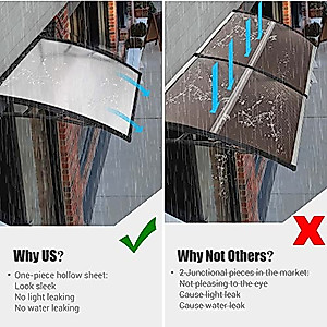 Instahibit 2 Whole 40"x40" Window Awning Door Cover UV Rain Snow Protection Outdoor Patio Canopy One-Piece Hollow Sheets