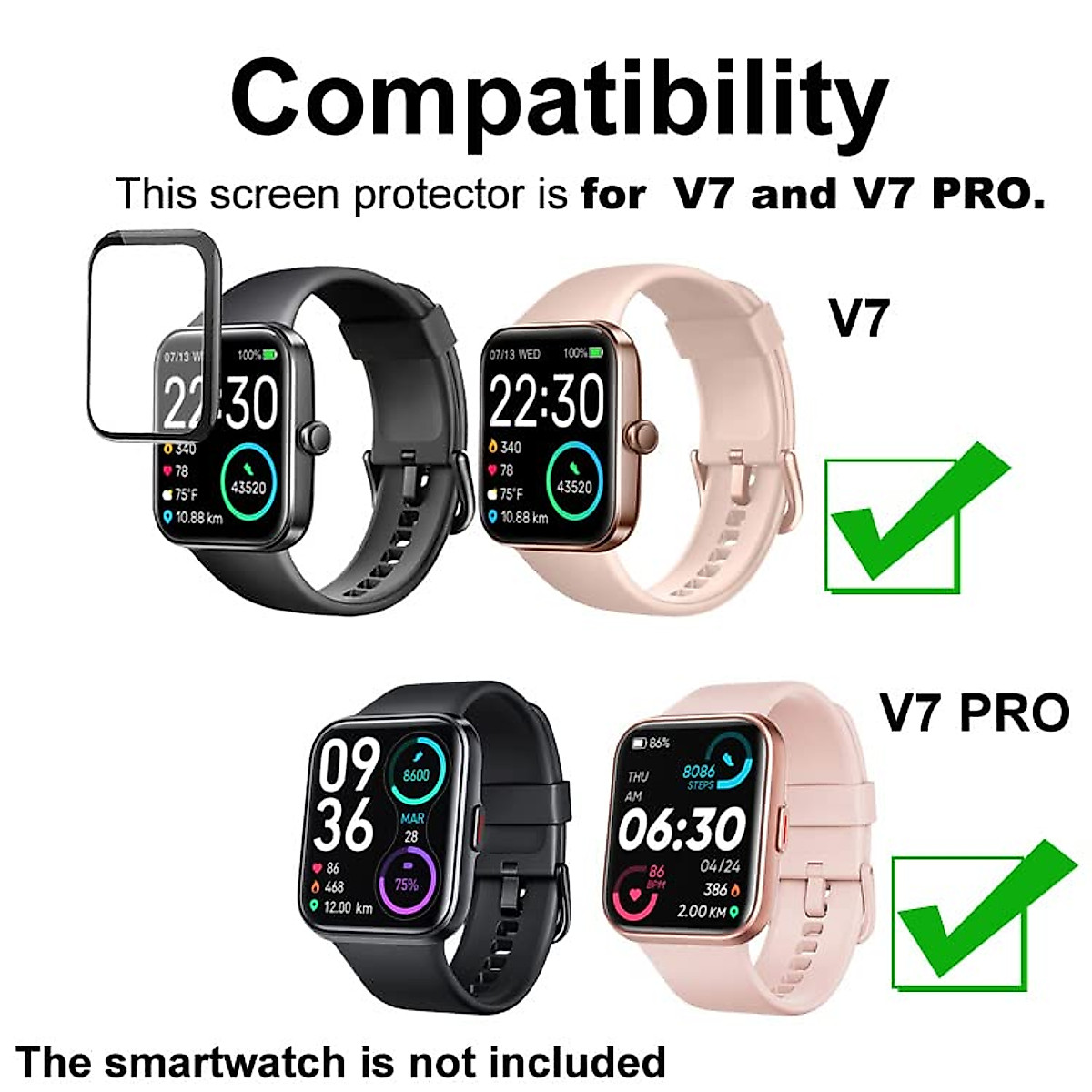 smaate 3D Screen Protector Compatible with SKG V7 and V7 PRO 1.7 inches Smartwatch