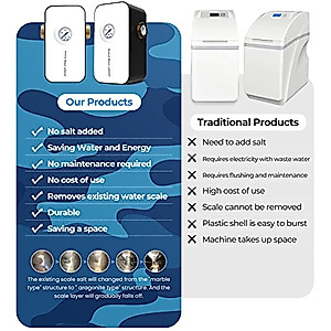 Whole House Water Filtration System, Central Water Softener, Reusable Pure Physical Type Salt-Free Softener That Inhibits Limescale, 10 Years of Use Without Change, Joint U.S. and Chinese Tech