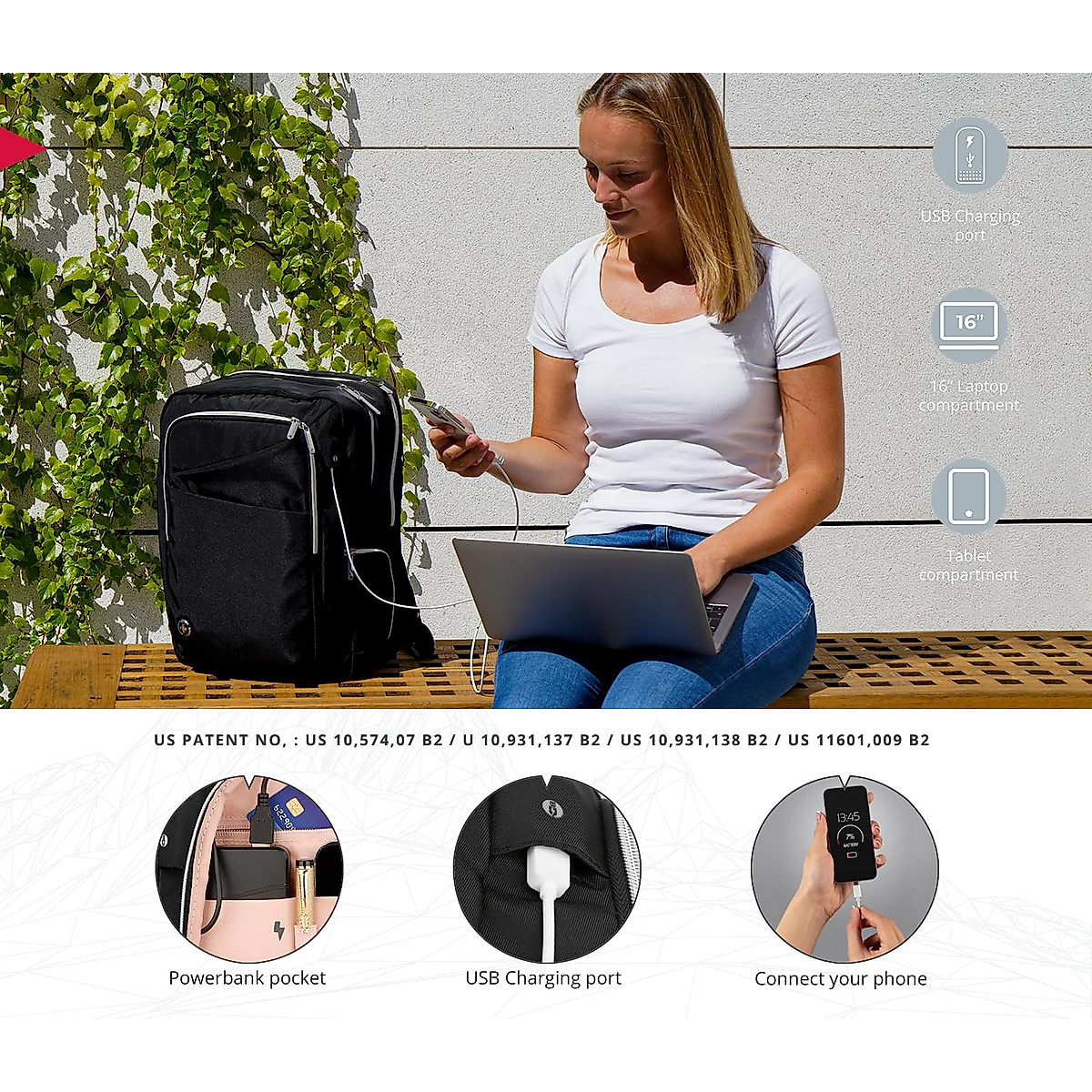 Swissdigital Design Laptop Backpack For Women,College Backpack With Usb Charging Port,Computer Backpacks For Work Business Platinum (KATY ROSE SD1006F-01B)