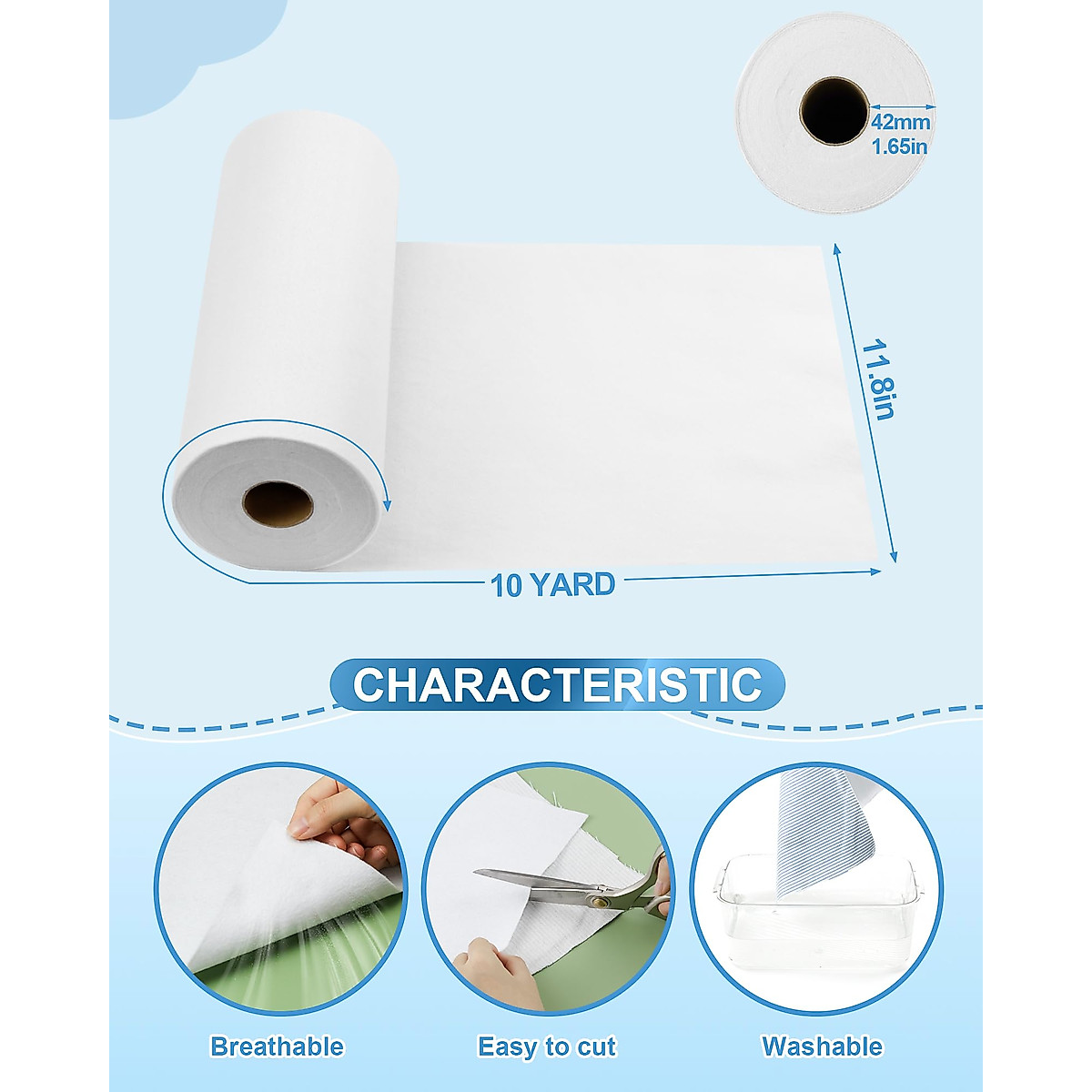 PLANTIONAL Iron-On Fusible Fleece Interfacing: 11.8 Inches x 10 Yards Medium Weight One-Sided Loft Iron On Fusible Fleece White for Quilting Tote Bags and Home Decor