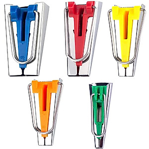 Bias Tape Makers Kit of 5 Sizes 1/4" 3/8" 1/2" 3/4" 1" DIY Quilting Tools Kit for Fabric Sewing and Quilting