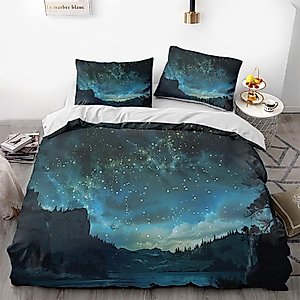 Aimery Starry Night Duvet Cover Set - Enchanting Starry Sky Design, Luxurious Microfiber Comforter for All Seasons with Captivating Celestial Patterns (King (104"x90"),04)
