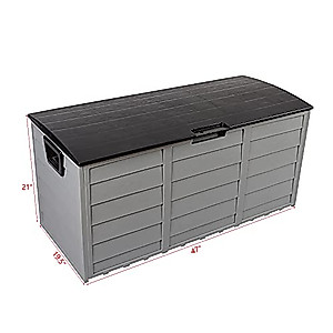 HomVent Outside Storage Box 75 Gallon Deck Boxes Outdoor waterproof Storage Container For Patio Cushions,Patio Furniture, Garden Tools and Pool Toys (Black & Gray)