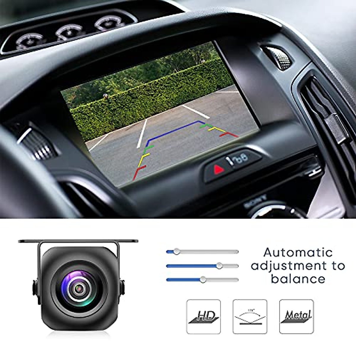 PixelMan PMD2A Backup Camera, Upgrade HD Metal 170 Degree Wide Angle Rear View Reversing Camera,Super Night Vision IP69 Waterproof Universal Reverse Rearview Cam for Car Vehicle SUV RV Pickup
