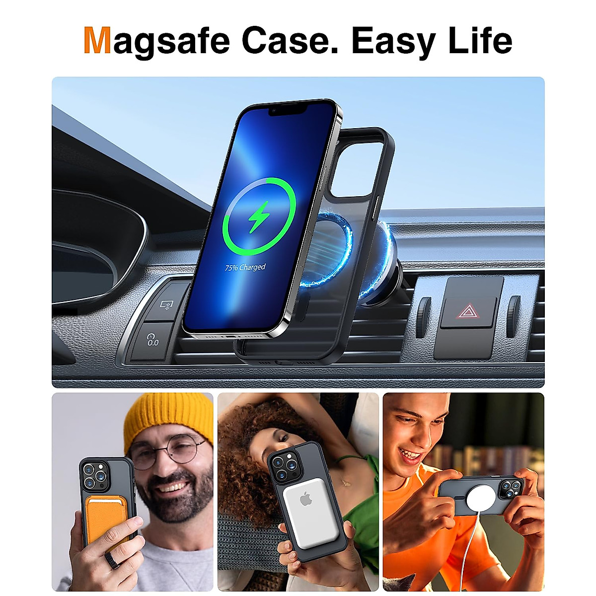 Meifigno Magic Mag Series Designed for iPhone 13 Pro Max Case, [Military Grade Protection & Compatible with MagSafe], Translucent Matte Back with Aluminum Alloy Keys, for iPhone 13 Pro Max 6.7", Black