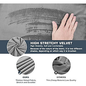 KEUNGSHEK Velvet Sofa Slipcover,Suitable for Multi-Seater Sofas,Sofa Backrest Cover,Sofa Seat Cushion Cover,L-Shaped Sofa Cover,Anti-Slip High Elasticity,L Shape Seat Cover,Stone Blue