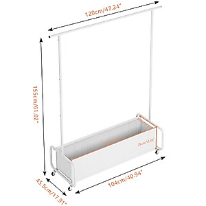 Boeeoan Clothes Rack With Large Storage Bag, Clothes Organizer Stand on Wheels, Garment Rack, Rolling Clothes Storage Cart, Coat Rack, for Bedroom, Laundry Room, Living-room, White