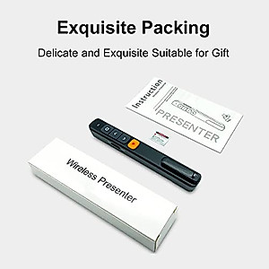 Presentation Clicker Type C/USB A 2 in 1 PowerPoint Remote Control Wireless Presenter with Hyperlink & Volume Control Receiver PPT Slide Clicker for Mac/Win/Computer/Laptop(Battery Include)