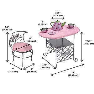 Badger Basket Elegant Tea Time Metal Doll Table and Chair Set with Accessories for 18 to 20-Inch Dolls – Perfect for Playtime Tea Parties