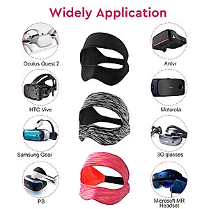 VR Sweat Band, VR Eye Mask Cover for Oculus Quest 2 Breathable Sweat Guard Face Mask for Use VR Workouts with Virtual Reality Headsets Adjustable Washable Breathable Stretchy Moisture Wicking (3PCS)