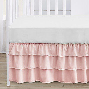Sweet Jojo Designs Solid Color Blush Pink Shabby Chic Harper Baby Girl Crib Bedding Set 4 pieces