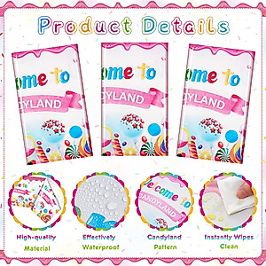 3 Pcs Candyland Party Decorations Candyland Tablecloth Candy Theme Plastic Table Cover Candy Land Lollipop Decorations for Birthday Baby Shower Candy Land Christmas Party Supplies