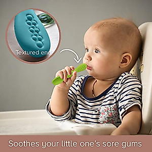 Silicone Baby Spoons for Baby Led Weaning 4-Pack, First Stage Baby Feeding Spoon Set Gum Friendly BPA Lead Phthalate and Plastic Free, Great Gift Set (Blue)