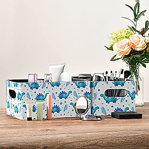 Blue Dinosaurs Storage Basket Felt Storage Bin Collapsible Closet Baskets Convenient Box Organizer for Kids Bedroom Magazine