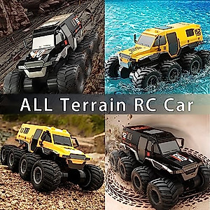 1：12 Scale 8WD Amphibious RC Truck, 2.4G Offroad Waterproof Large Remote Contorl Car for Boys 4-12 , All Terrain RC Car Toys For 7 8 9 10 11 12 Year Old Boys/Girls 4+, Gift Birthday Chirstams-Black