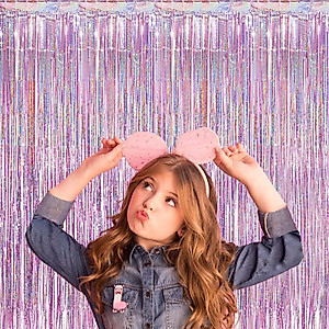 Pink Curtains for Pink Party Decorations, 3 Pack 3.3ft x 8.3ft Pink Streamers for Birthday Girl Princess Bachelorette Euphoria Theme Party Decorations, Pink Backdrop Photo Booth Props Party Supplies