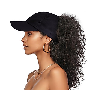 HADM Women Ponytail Backless Cap Mesh Curly Hair Baseball Cap Adjustable Running Hats Trucker Hat Quick Drying Hat Black