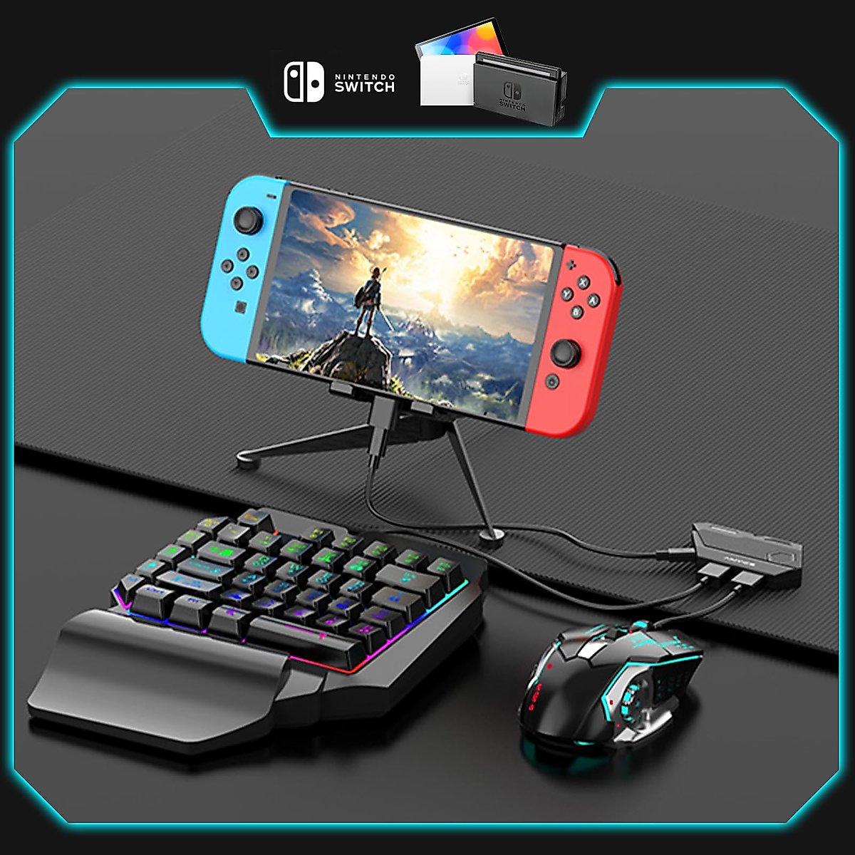 Joso Keyboard Mouse Adapter for Nintendo Switch, Wired Keyboard and Mouse Converter for Xbox One, Xbox Series X/S, PS4/PS3 with OTG Adapter/Keys Mapping Play FPS, TPS, RTS Games
