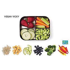 Bits Kits Stainless Steel Bento Box Lunch and Snack Container for Kids and Adults, 4 Sections