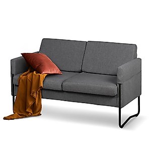 COEWSKE 51” Comfy Black Couch Sofa with 2 USB Ports, Small Couches for Small Spaces, Mini Couch for Bedroom Teens with Steel Frame (Dark Gray)