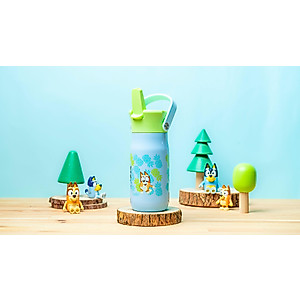 Zak Designs Harmony Bluey Kid Water Bottle for Travel or At Home, 14oz Recycled Stainless Steel is Leak-Proof When Closed and Vacuum Insulated (Bluey, Bingo, Muffin)