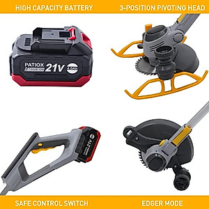 PATIOX Weed Wacker Cordless - Electric Weed Trimmer Rechargeable 3 in 1 - Two 4.0 Ah Battery Powered Weed Whacker Cordless 20V Grass Trimmer with Blade and Charger (A-Classic-1)