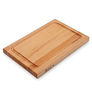 John Boos Block BBQBD Reversible Maple Wood Edge Grain BBQ Cutting Board with Juice Groove, 18 Inches x 12 Inches x 1.5 Inches