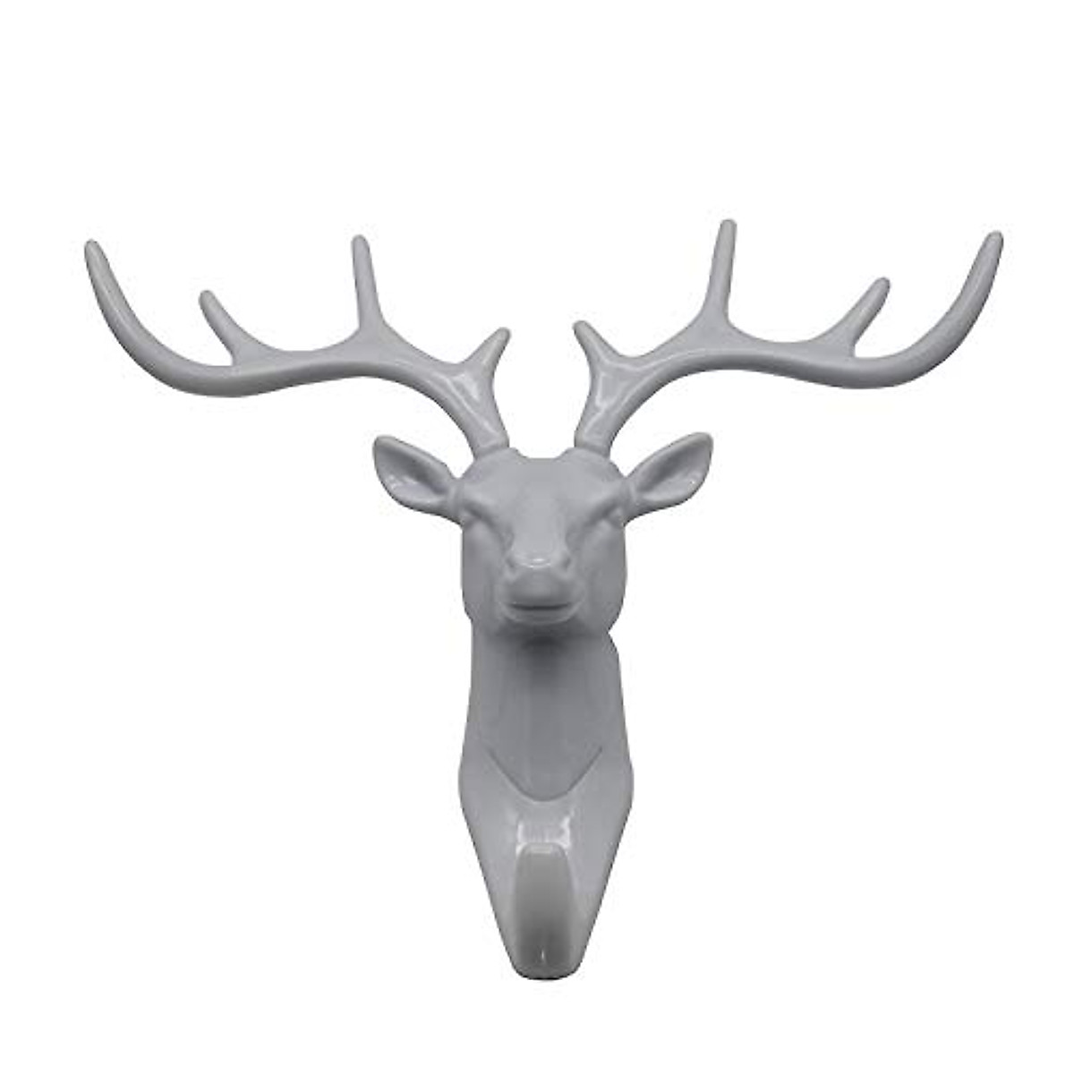 Maydahui 3PCS Deer Head Wall Hook Antler Hanger Animal Shaped Key Coat Hat Hooks Plastic Home Decoration Black White Grey Heavy Duty for Living Room Bedroom Bathroom