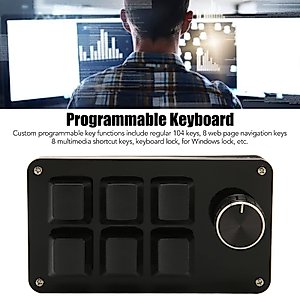 6 Key Mini Keypad One Handed Mechanical Gaming Keyboard with Knob,USB DIY Programmable Keyboard OSU Gaming Keyboard for Gaming Office