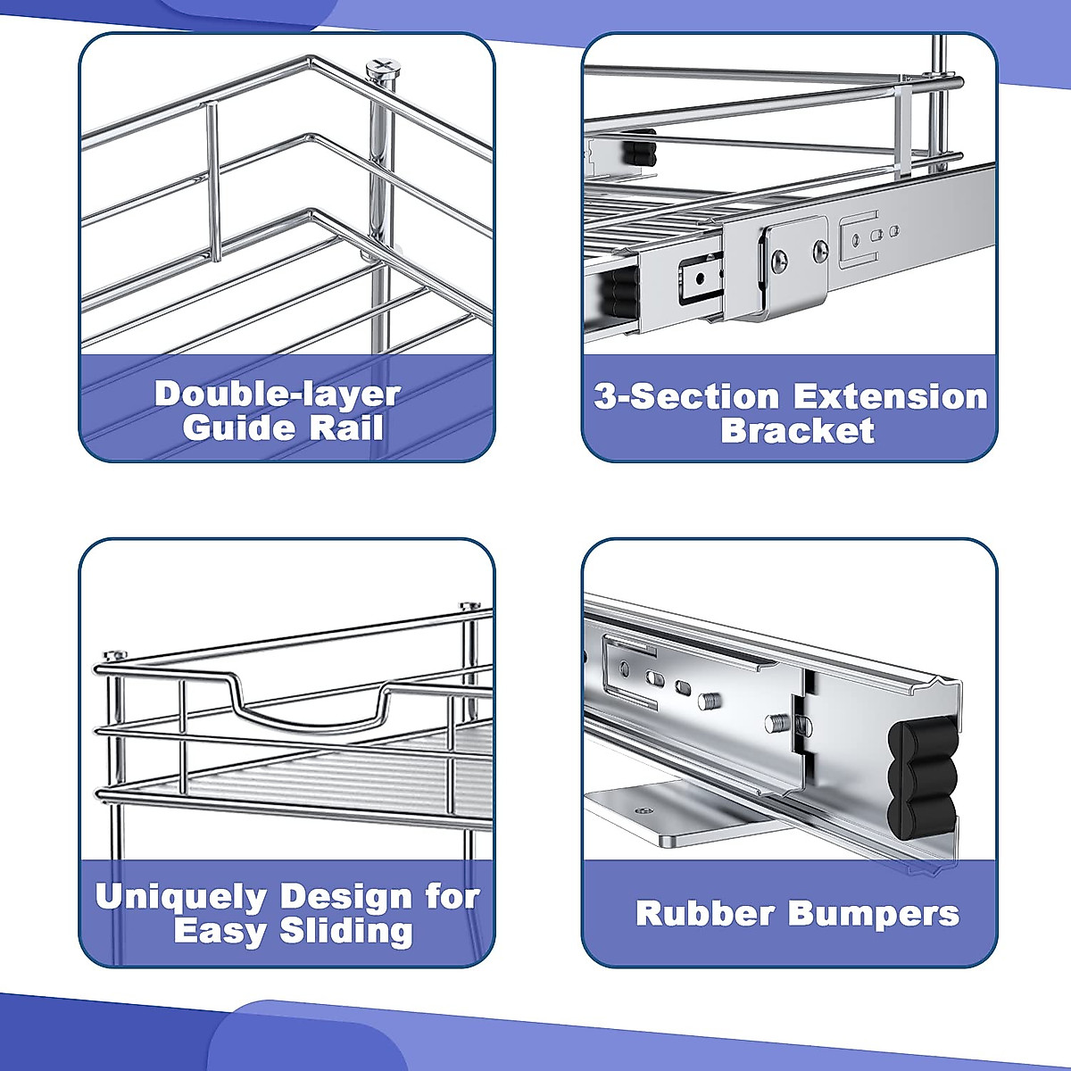 Under Sink Organizers and Storage for Bathroom Kitchen, Pull Out Cabinet Organizer, Slide Out Spice Rack Organizer for Cabinet