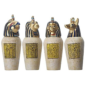 SUMMIT COLLECTION Egyptian Canopic Jar Set of 4 Pieces 3.5H Jackal Falcom Human Lion