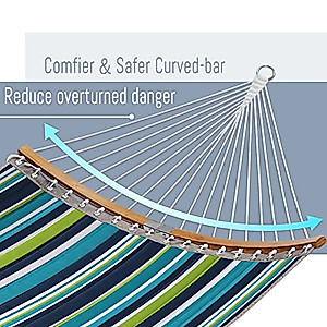 SUPERJARE Hammock with Stand, 2 Person Heavy Duty Hammock Frame, Detachable Pillow & Strong Curved-Bar & Portable Carrying Bag, Perfect for Outdoor & Indoor - Dark Cyan