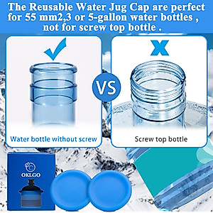 3 & 5 Gallon Water Jug Caps Reusable - Non-Spill 55mm Water Bottle Caps,Silicone Replacement Cap Lids Anti Splash 3 Pack，Leak Free