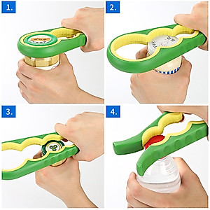 Otstar Jar Opener and Bottle Opener with Silicone Jar Gripper to Remove Stubborn Lids, Pull Tabs and Bottles-Designed for Weak Hands,Seniors, Arthritis - Ideal for Elderly and Children (Green)