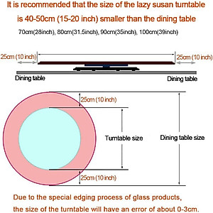 70cm 80cm 90cm 100cm Lazy Susan Glass Rotating Tray，Turntable Dining Table Centerpiece Large Tabletop Rotating Tray Clear Serving Plate Round With Silent Bearing (Size : 100cm)