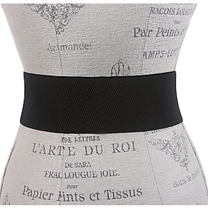 Women's 3" (75 mm) Wide High Waist Fashion Stretch Belt with Ring Hook Buckle, Black | l/xl 34"-38"