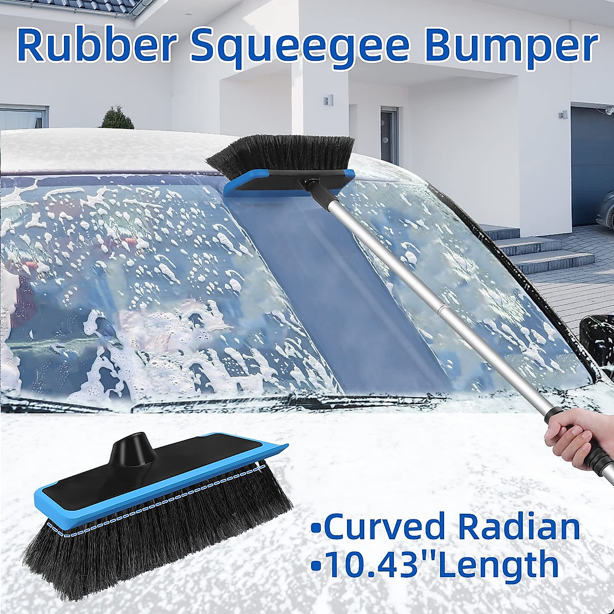 Lsyomne 62'' Car Wash Brush with Long Handle, Scratch-Free Soft Bristles Sturdy Car Wash Brush, Complete Cleaning Kit with Car Wash Mop Mitt Towel Windshield Squeegee Wheel Tire Brush for Car Truck RV