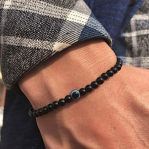 Evil Eye Women Chain Men's Link Bracelets, Agate