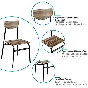 STHOUYN 43" Dinning Table Sets for 4, Industrial Rectangular Kitchen Table and Chairs Set, Metal Frame & Storage Rack, Kitchen, Dining Room, Dinette, Breakfast Small Space (Brown (5 Piece))