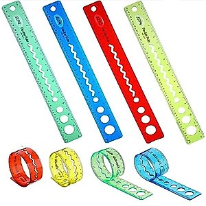 AKOAK Flexible Ruler, 30 CM/12" Flexible Bendable Soft Plastic Clear Ruler, Double Sided Ruler, Safe Children's School Supplies for Schools, Homes and Offices - Pack of 4