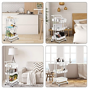 ALVOROG 3-Tier Plastic Rolling Utility Cart,Multi-Functional Storage Trolley for Office