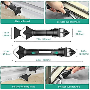 EMSTAR 3 in-1 Caulk Tool for Removal and Application,Silicone Caulking Tools, Glass Glue Angle Scraper, Caulk Grout Removal Tool Sealant Scraper for Kitchen Bathroom