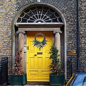 YINKUU 14 Inch Artificial Lavender Wreath, Silk Lavender Wreath with Bow, Spring Summer Hanging Wreath for Front Door Window Wall Wedding Party Home Garden Christmas Decor, Purple,