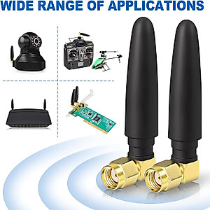 Eightwood Compact WiFi Antenna 2.4GHz 5GHz Dual Band RP-SMA Bluetooth Antennae Right Angle (2-Pack) for PC Computer Network Card Wireless Router Security Camera