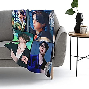 YAVITH Jimin Blanket Throw,Jimin Poster Collage Blanket for Girls,Jimin Merchandise for Women 50x40 in